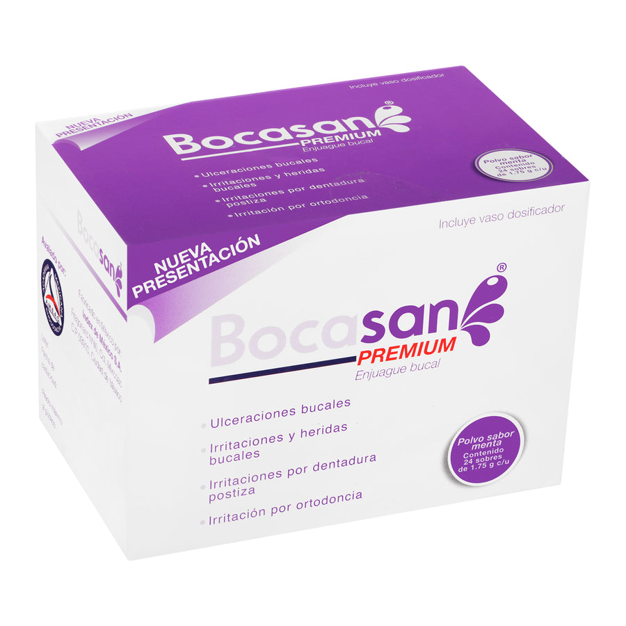 Bocasan Premium 1.75 G Enjuague Bucal Menta Con 24 Sobres 24