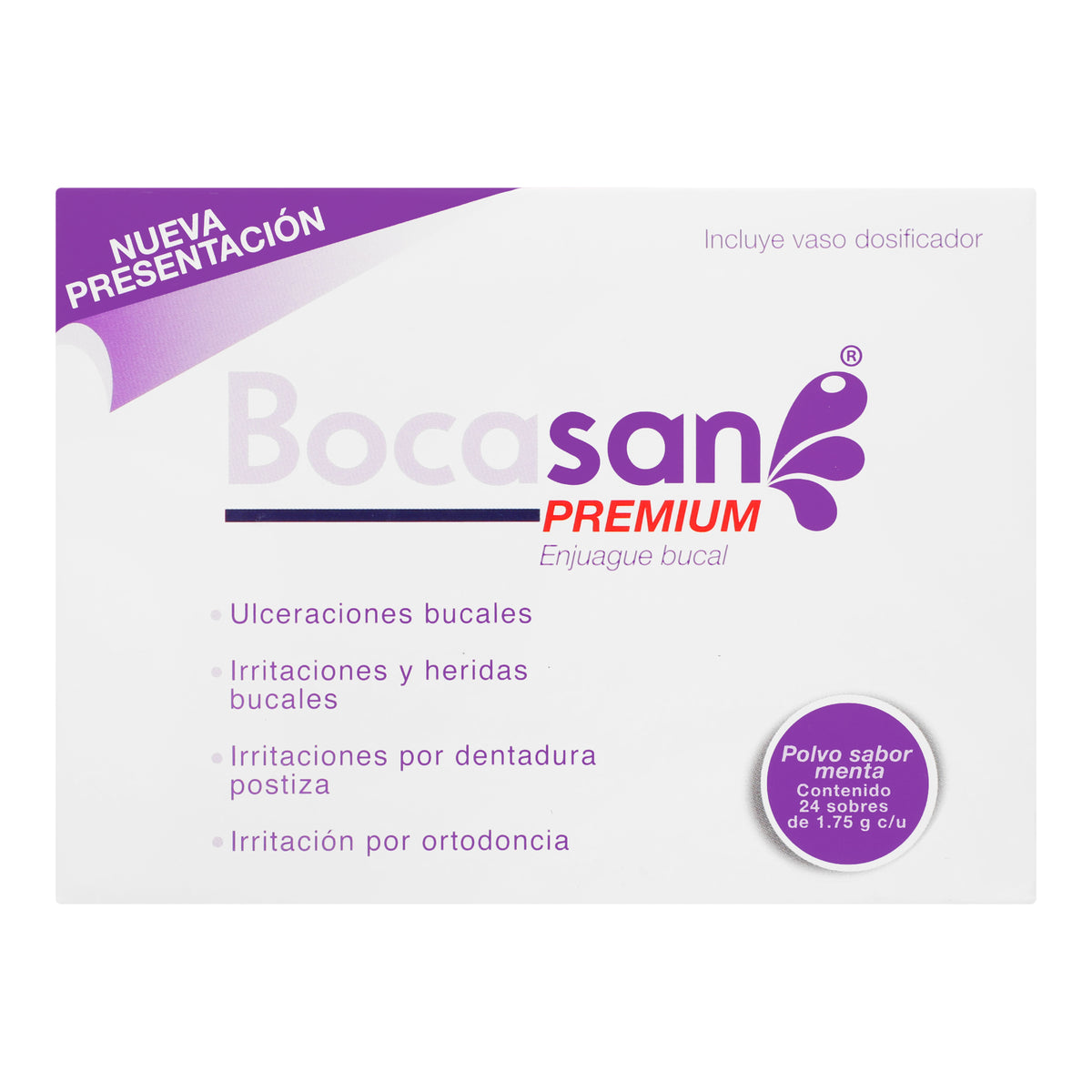 Bocasan Premium 1.75 G Enjuague Bucal Menta Con 24 Sobres 24