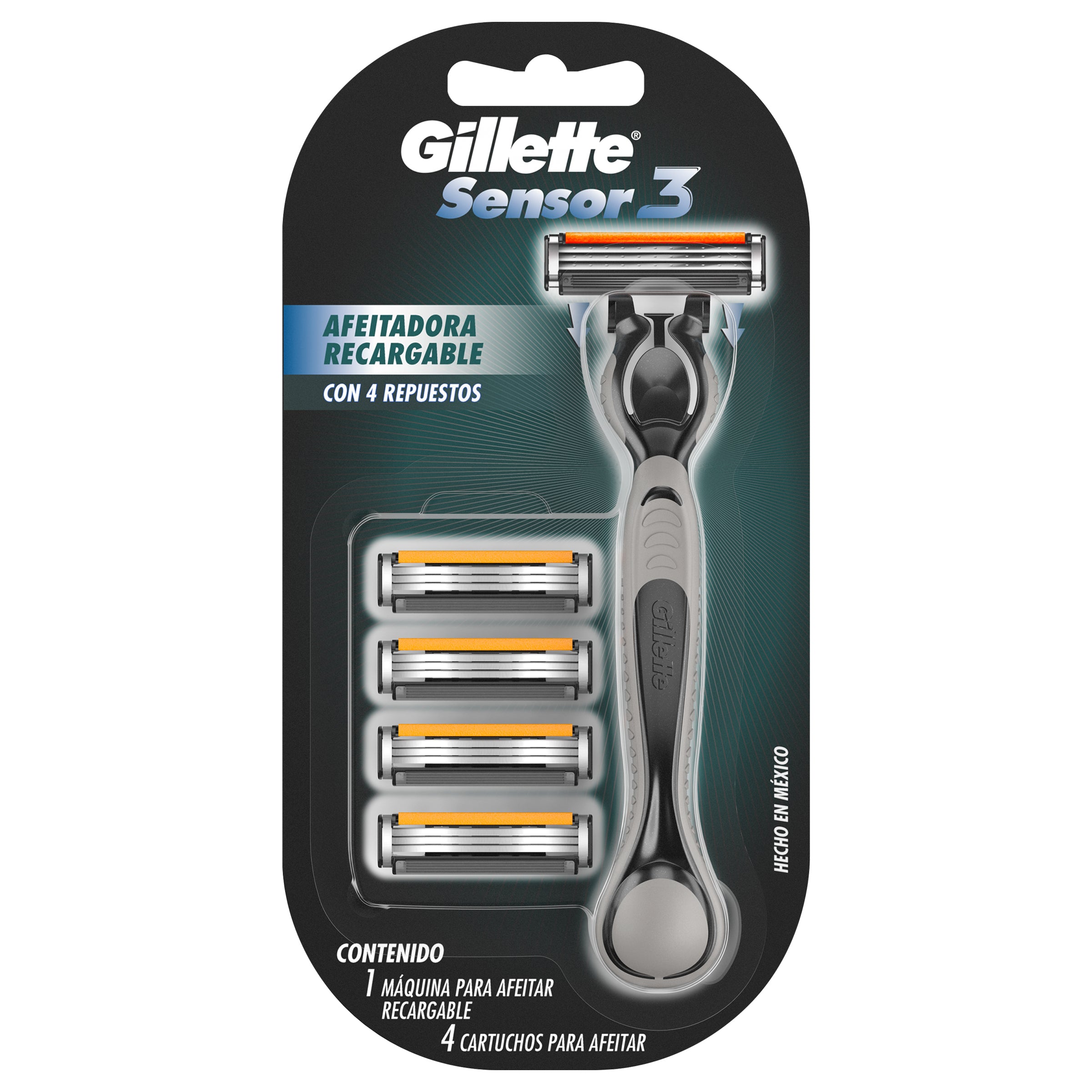 Maquina Gillette Sensor3 Con 4 Cartuchos