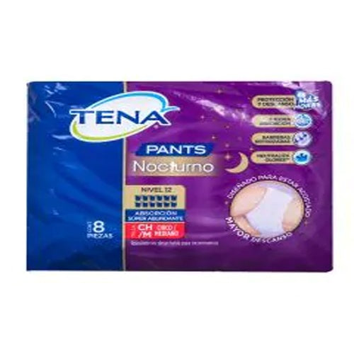 Calzon Tena Pants Nocturno Chico Mediano Con 8 Piezas