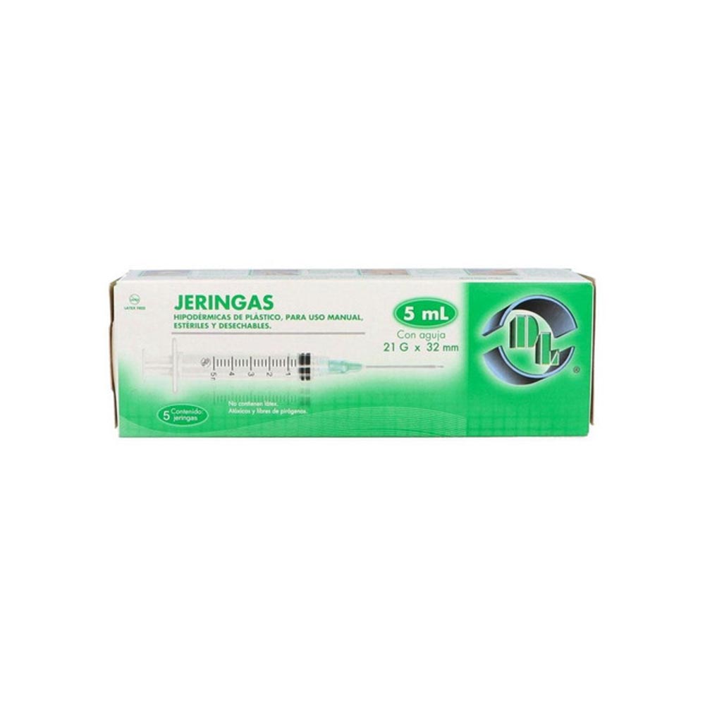 Jeringa Verde 5 Ml Dl 21 X 32 Con 5 Piezas